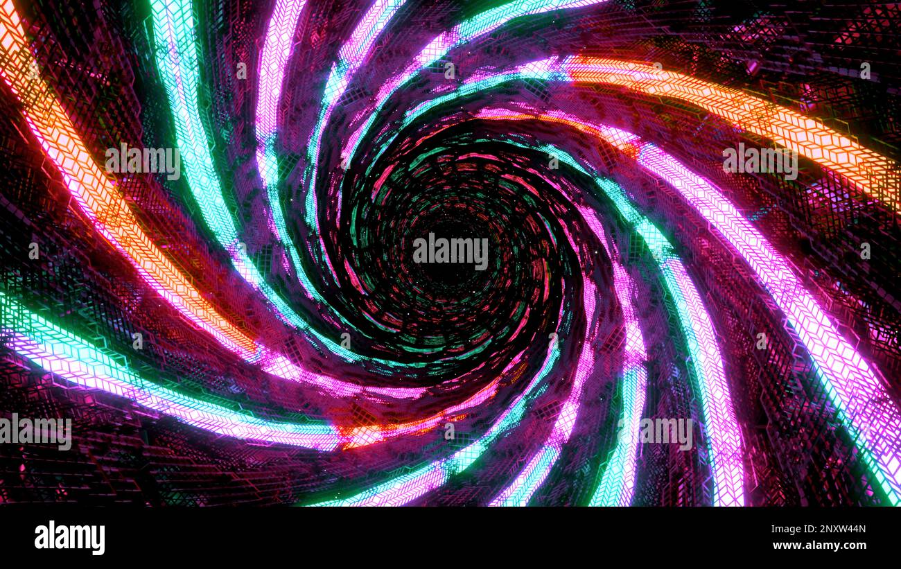 Abstract rotating neon colorful disco tunnel. Design. Led light lamps ... Abstract rotating neon colorful disco tunnel. Design. Led light lamps ...