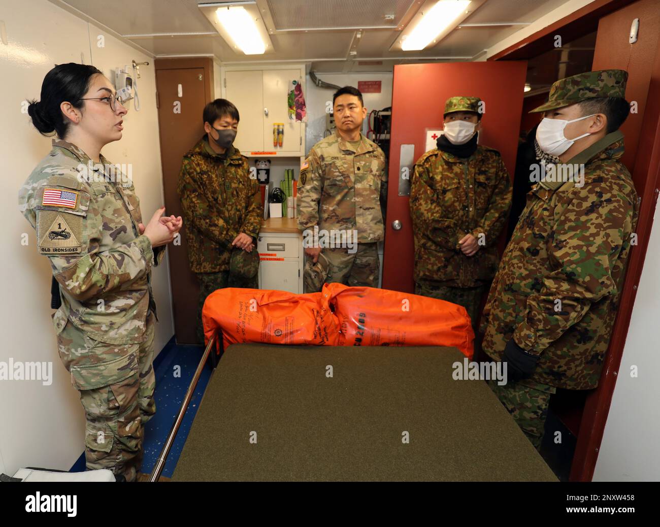 Sgt. Alizae Diaz, left, who serves as the medic for LCU Calaboza ...