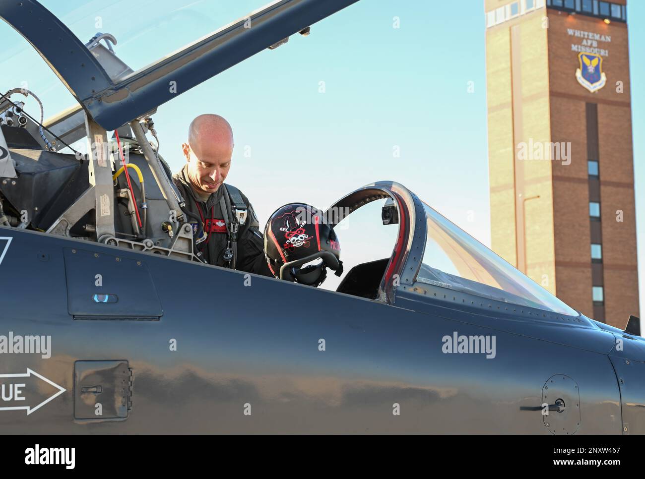 Colonel Mathew Calhoun, 131st Bomb Wing commander prepares to fly his ... Colonel Mathew Calhoun, 131st Bomb Wing commander prepares to fly his ...