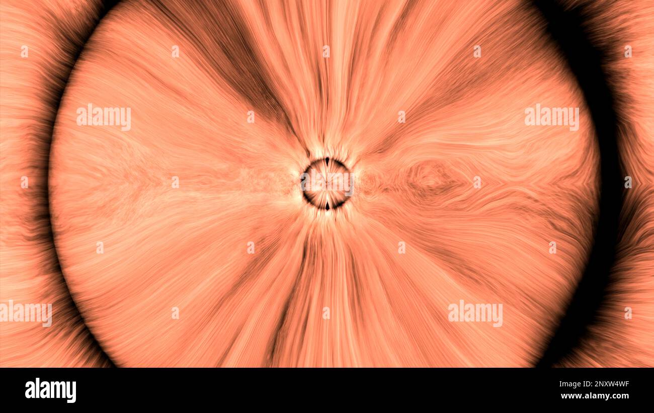 View inside of a black hole in outer space with the distortion of space ...
