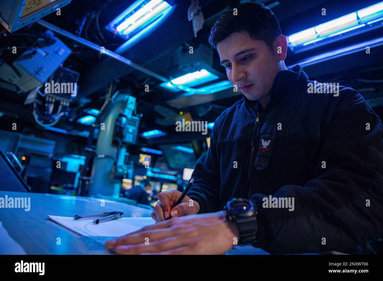 NORTH SEA (Jan. 31, 2023) Operations Specialist 2nd Class Eddie Gomez ...