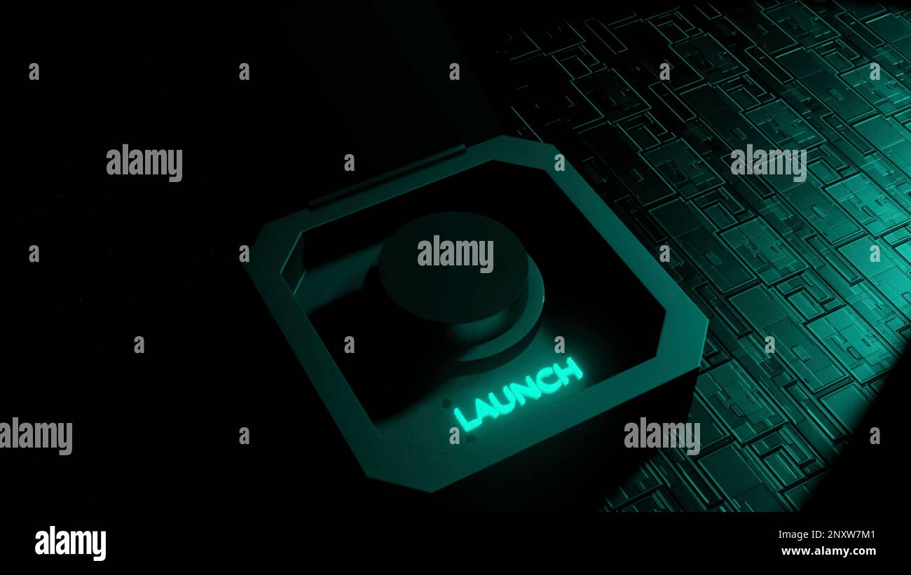 Atomic bomb button 3d animation. Design. Nuclear weapon launch button ...