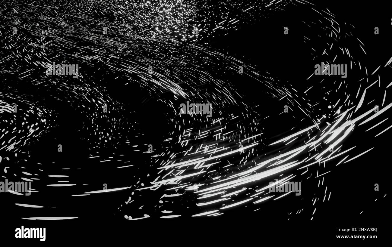 Pink cosmic background with flying particles. Design. Tiny small space ...