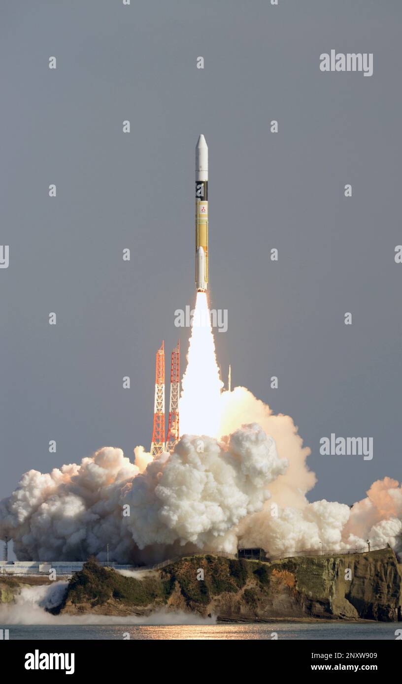 An H2A rocket No.37 carrying two satellites launches from Tanegashima ...