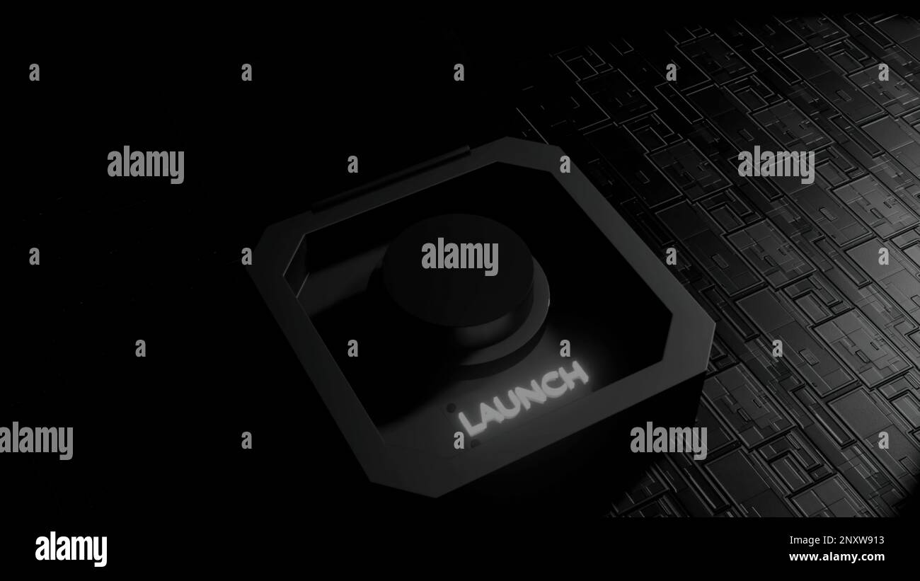 Atomic bomb button 3d animation. Design. Nuclear weapon launch button ...