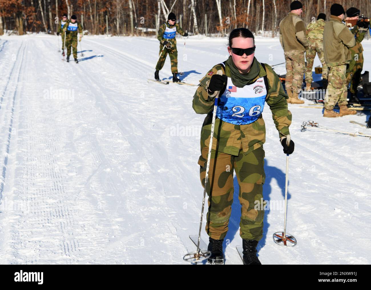 Members of the Norwegian Home Guard take part in a biathlon during ...