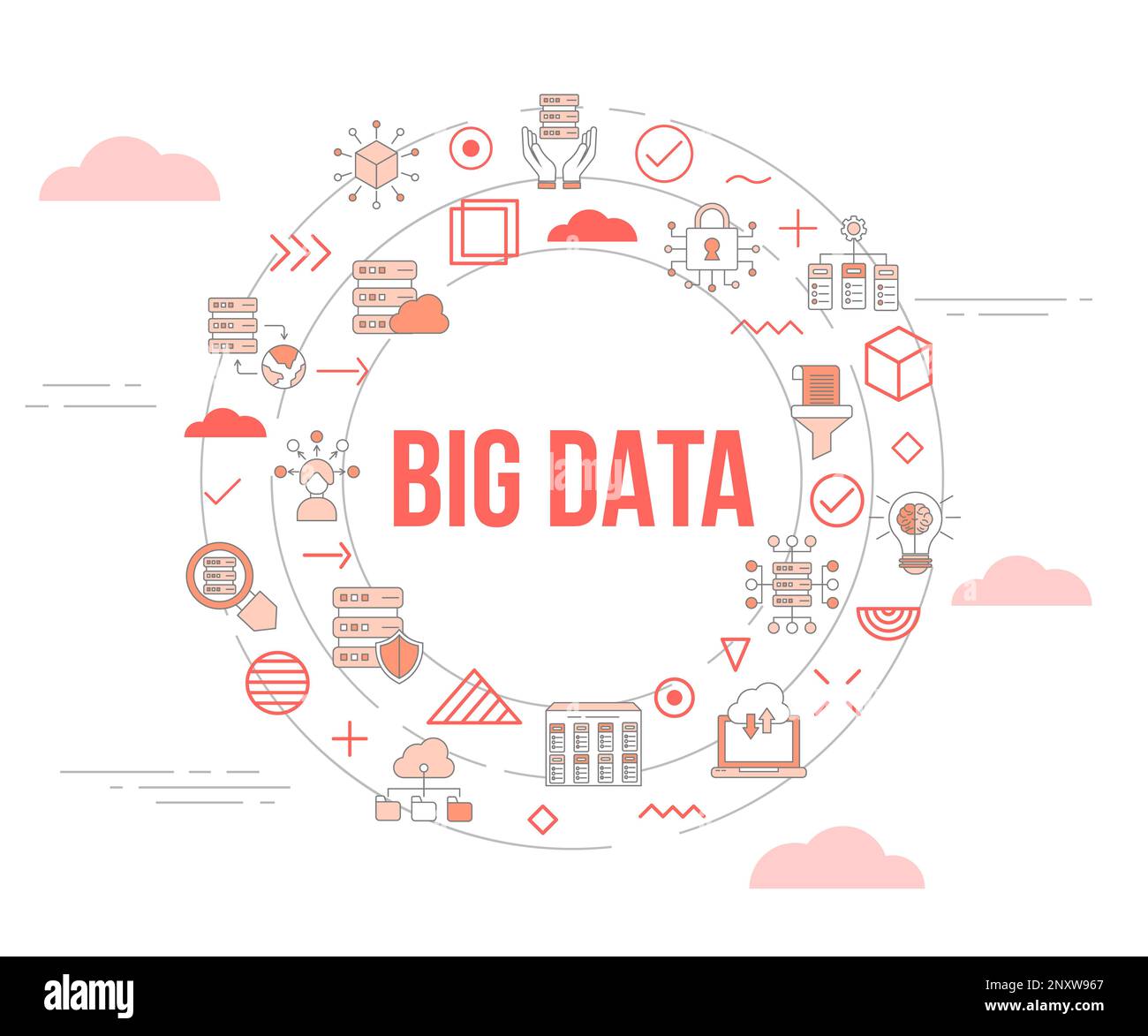 big data concept with icon set template banner and circle round shape ...