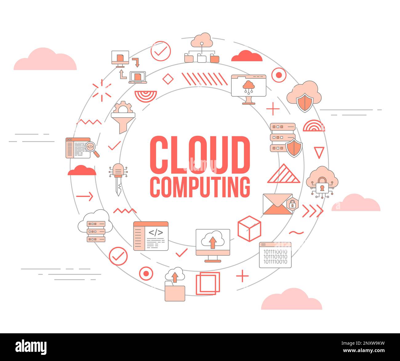 cloud computing concept with icon set template banner and circle round ...