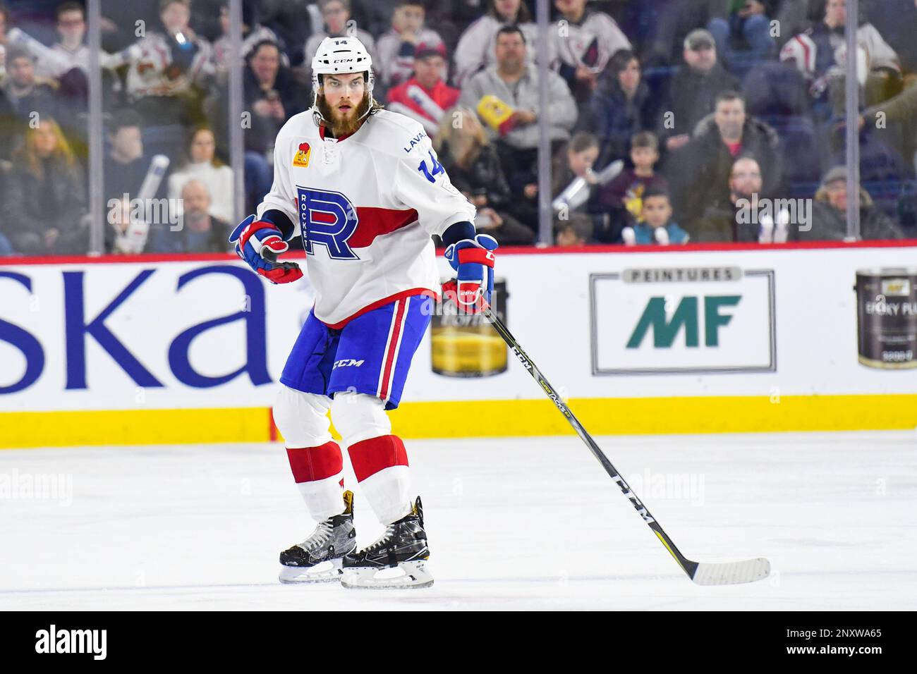 LAVAL, QC - DECEMBER 20: Look on Laval Rocket defenceman Brett Lernout ...