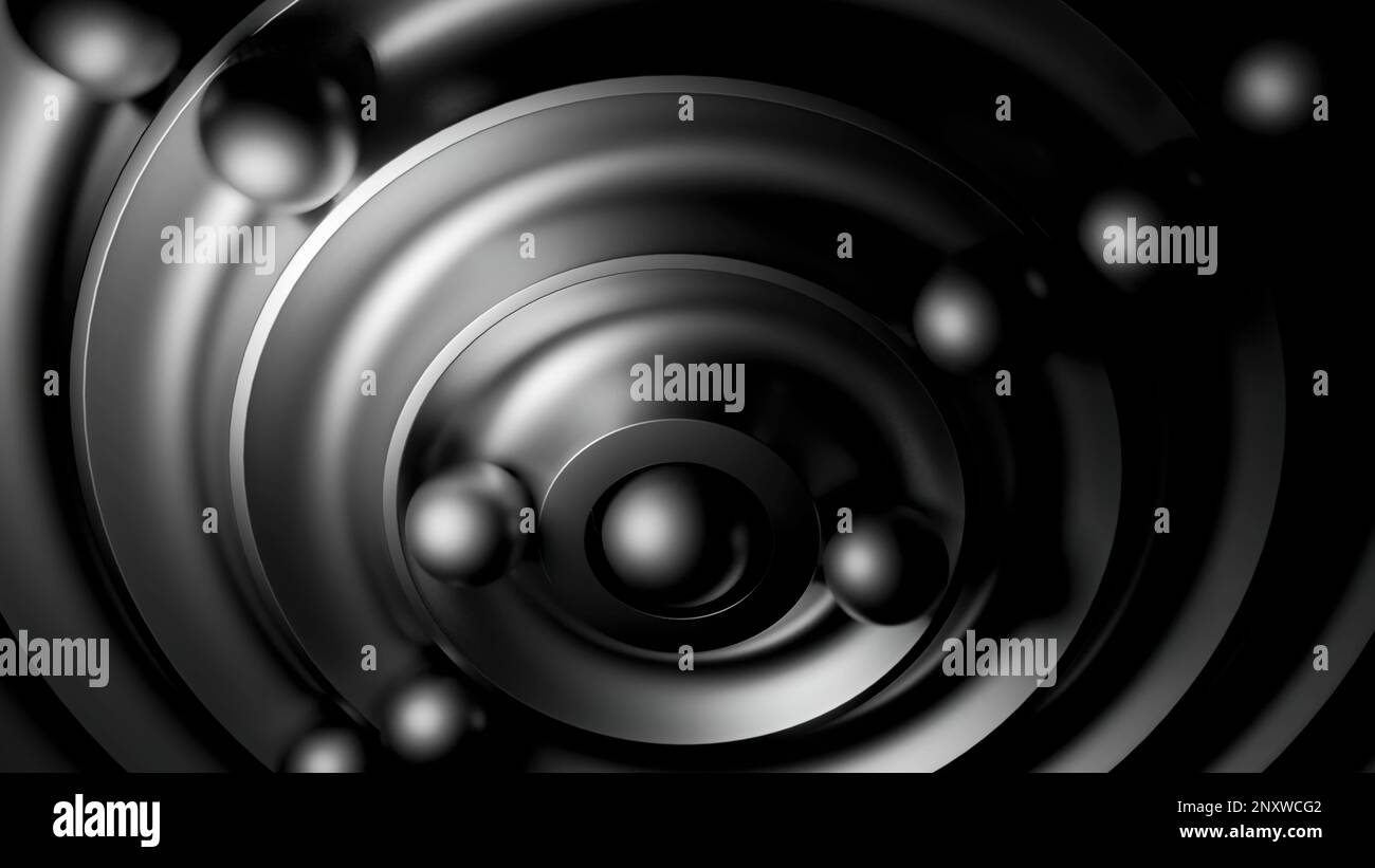 Small balls rolling through swirl maze viewed from top. Design ...