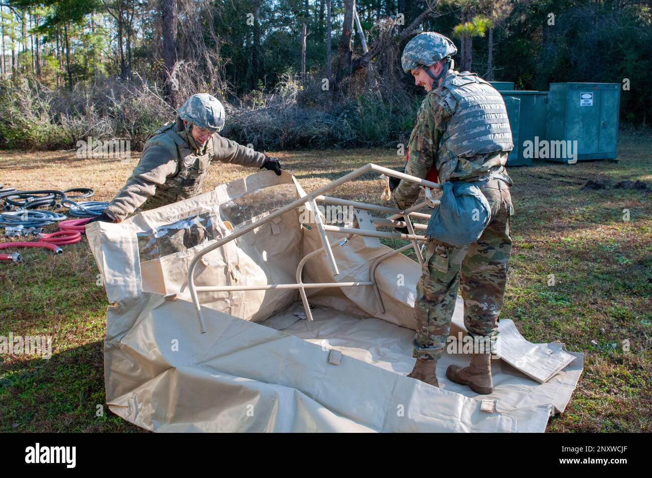 U.S. Airmen of the 202nd RED HORSE Squadron participate in an annual ...