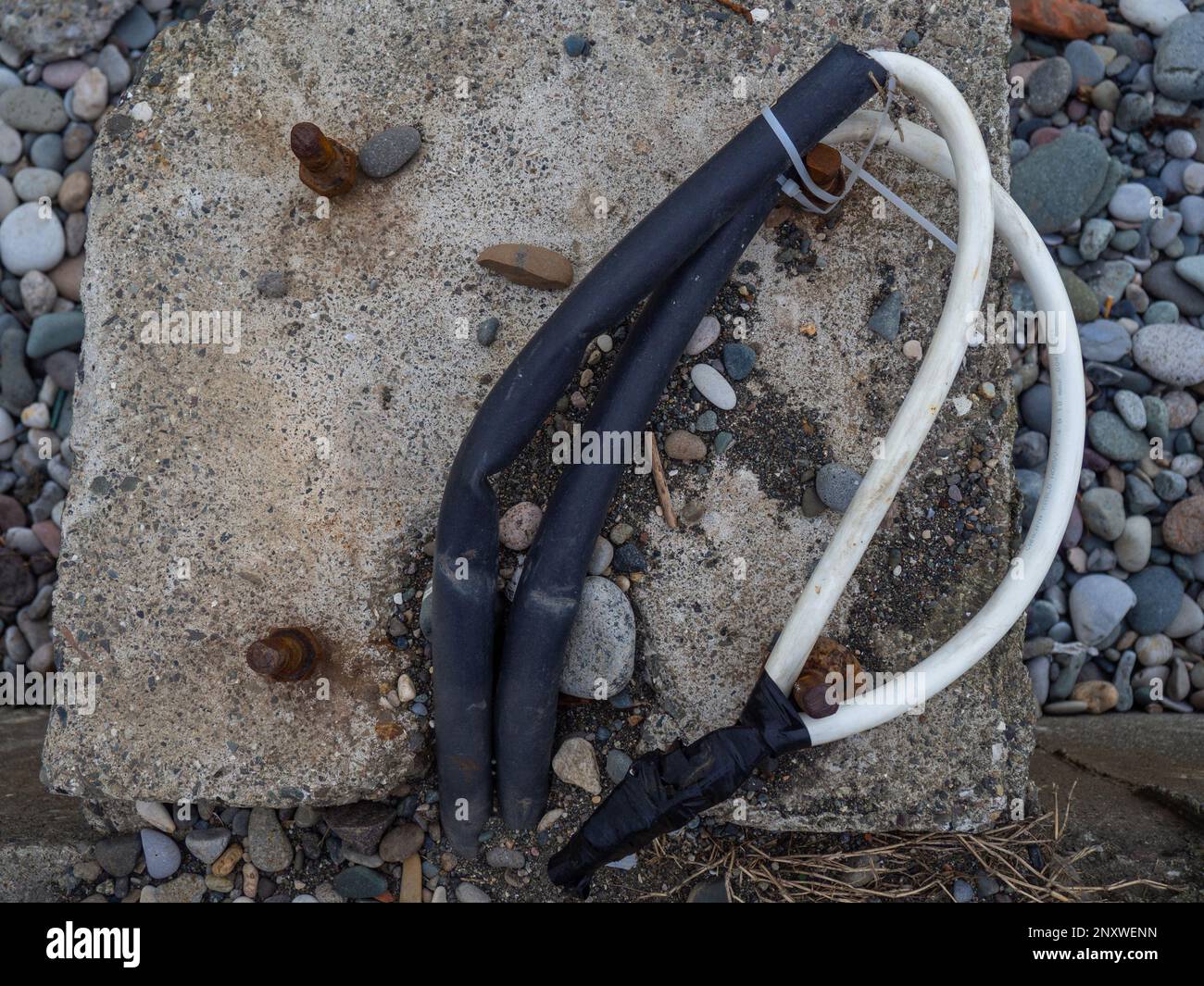 Wires sticking out of the ground for installing a lantern. Wiring for a ...