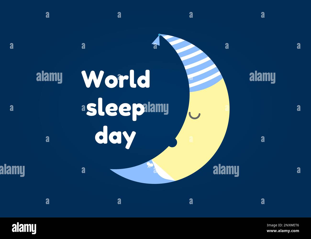 World sleep day. Sleeping moon icon in a sleep cap. Vector illustration ...