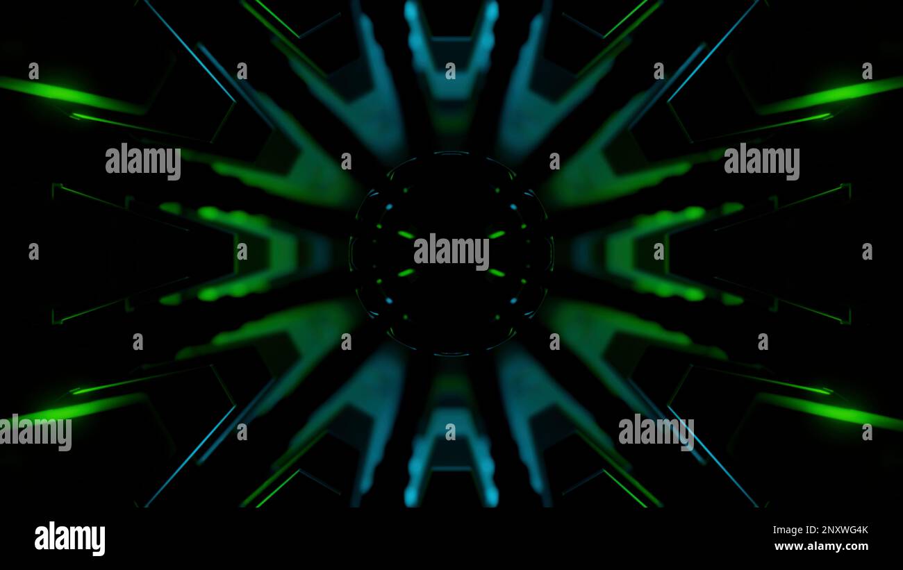 3D animation of a journey through a Spaceship or industrial hallway ...