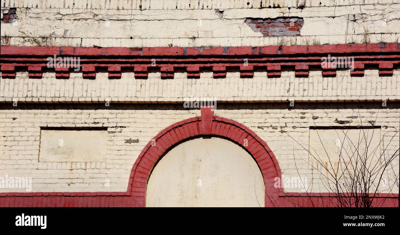 Old building in Downtown, Kingsport, Tennessee, has cracked, faded and ...