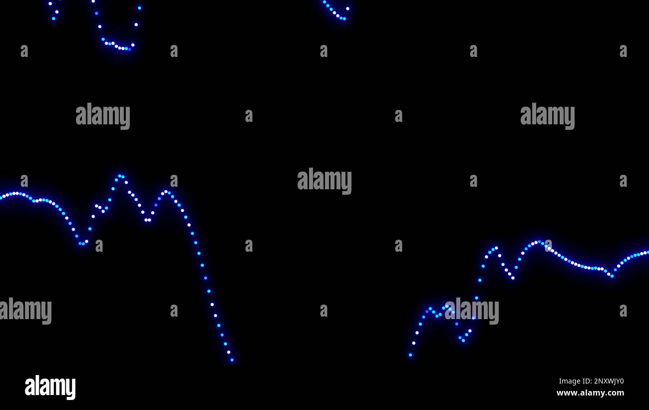 Abstract blue waves on a black background, Design. Fluctuating moving ...