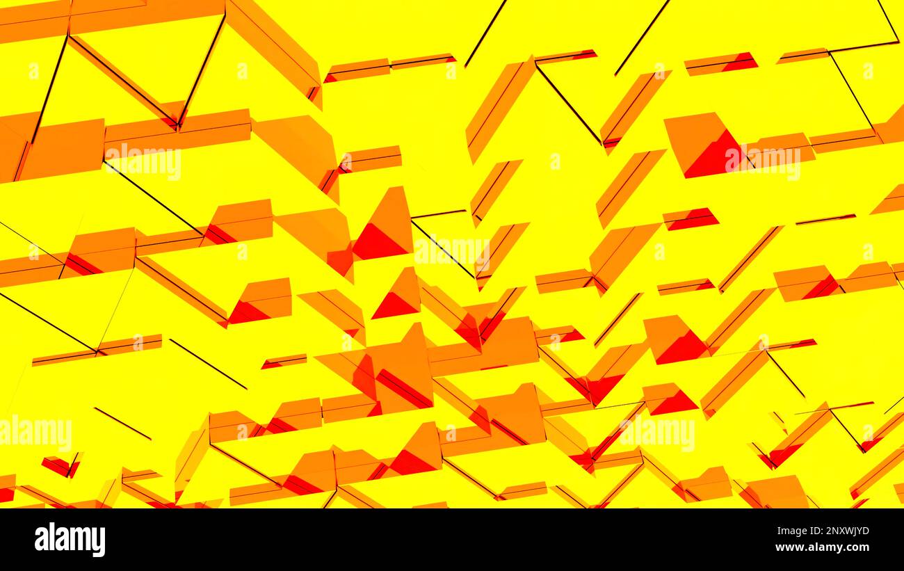 Geometric background with orange and red wavy mosaic triangular ...