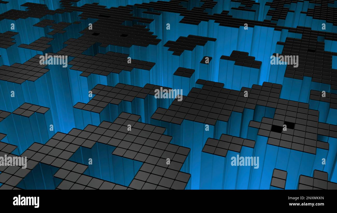 3D puzzle blocks background. Design. Surface with transforming blocks ...