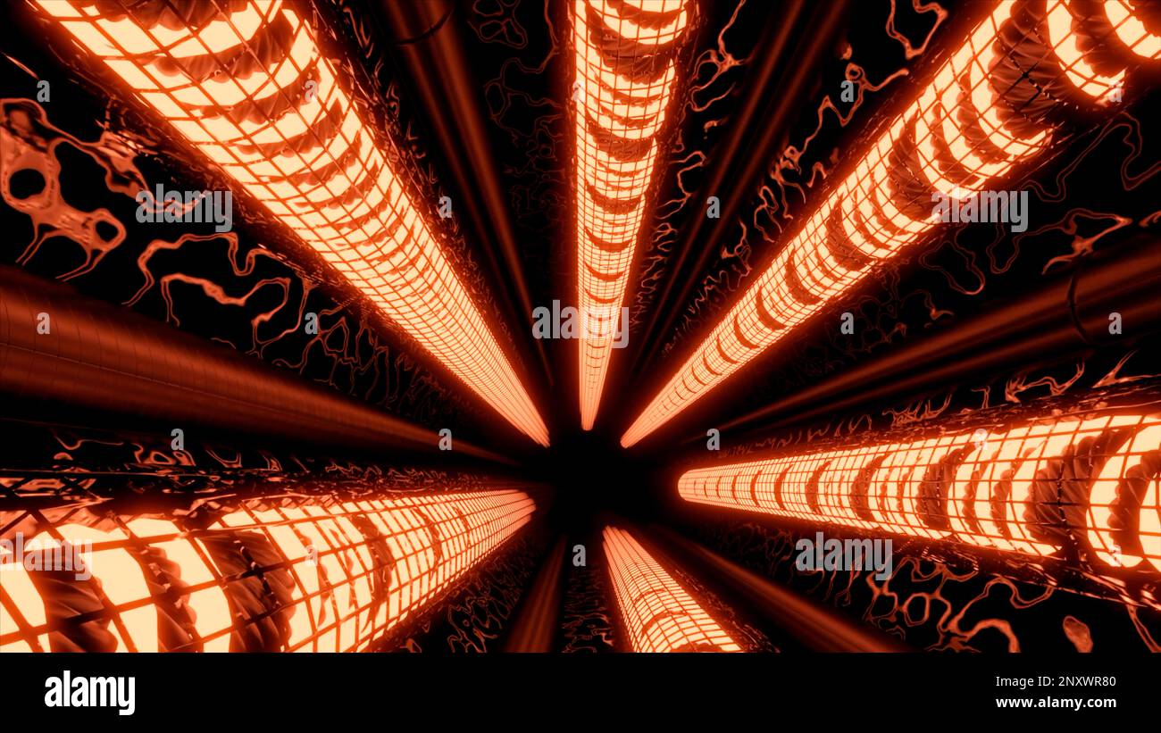 Flying into spaceship tunnel, sci-fi spaceship corridor. Design ...