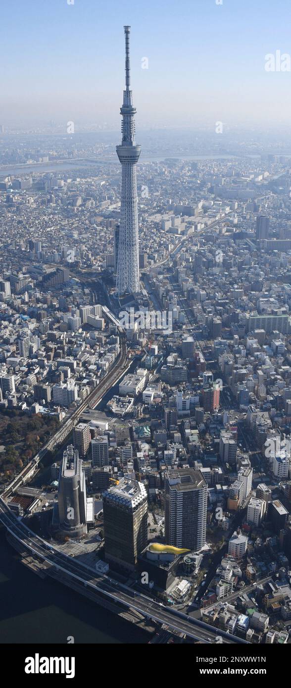 An aerial photo shows the refurbishment work of "The Asahi flame ...