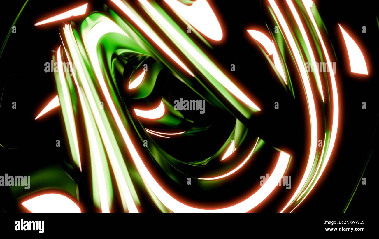 Abstract Spinning Metallic Figure Of Twisted Lines On A Black