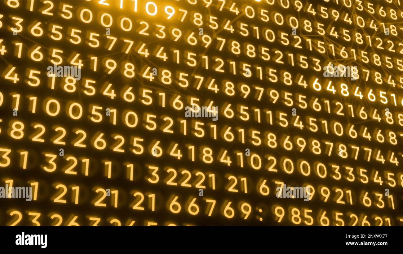 Code of changing numbers, concept of digital world and matrix effect ...