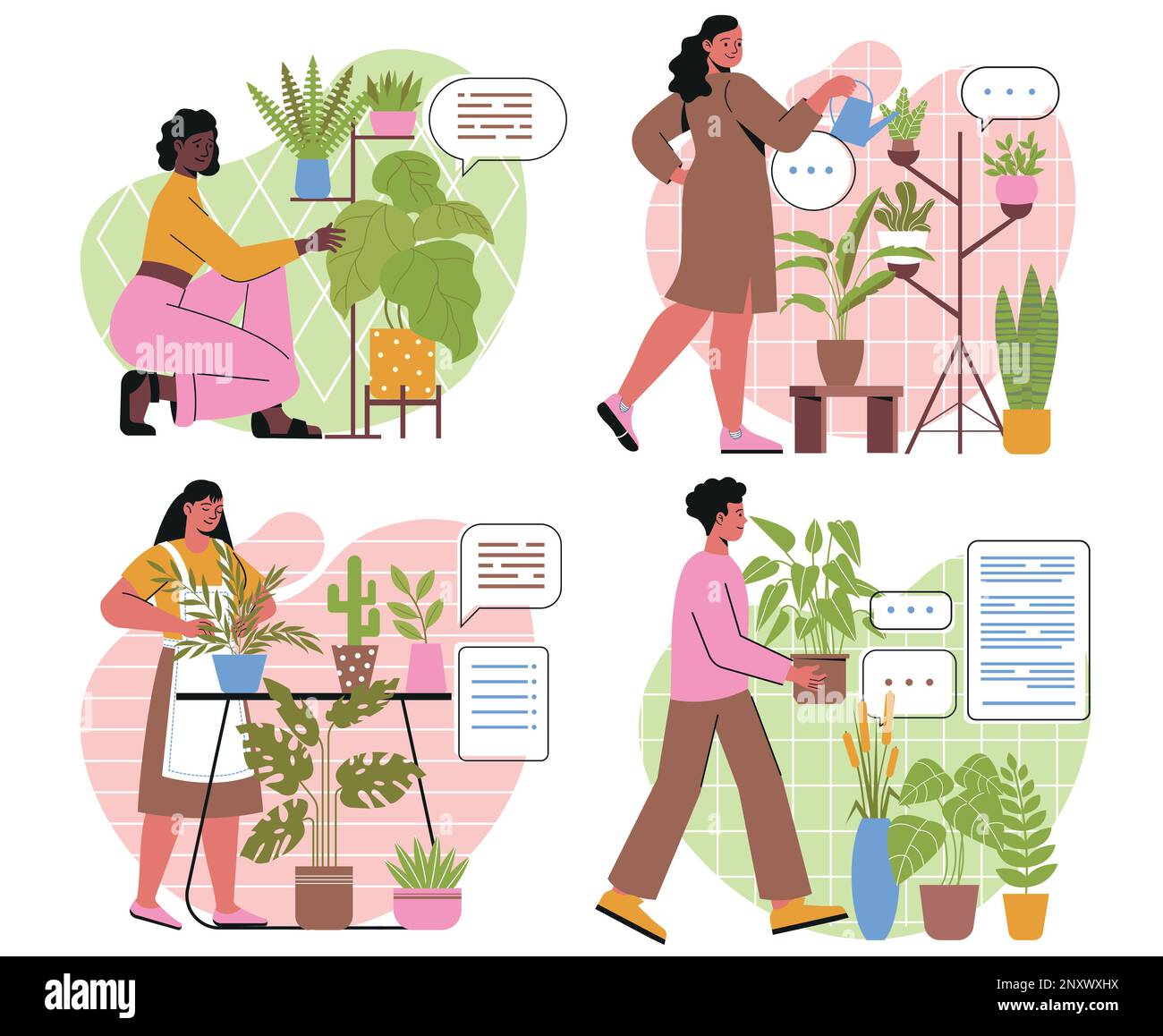 Woman jungle home plant Stock Vector Images - Alamy