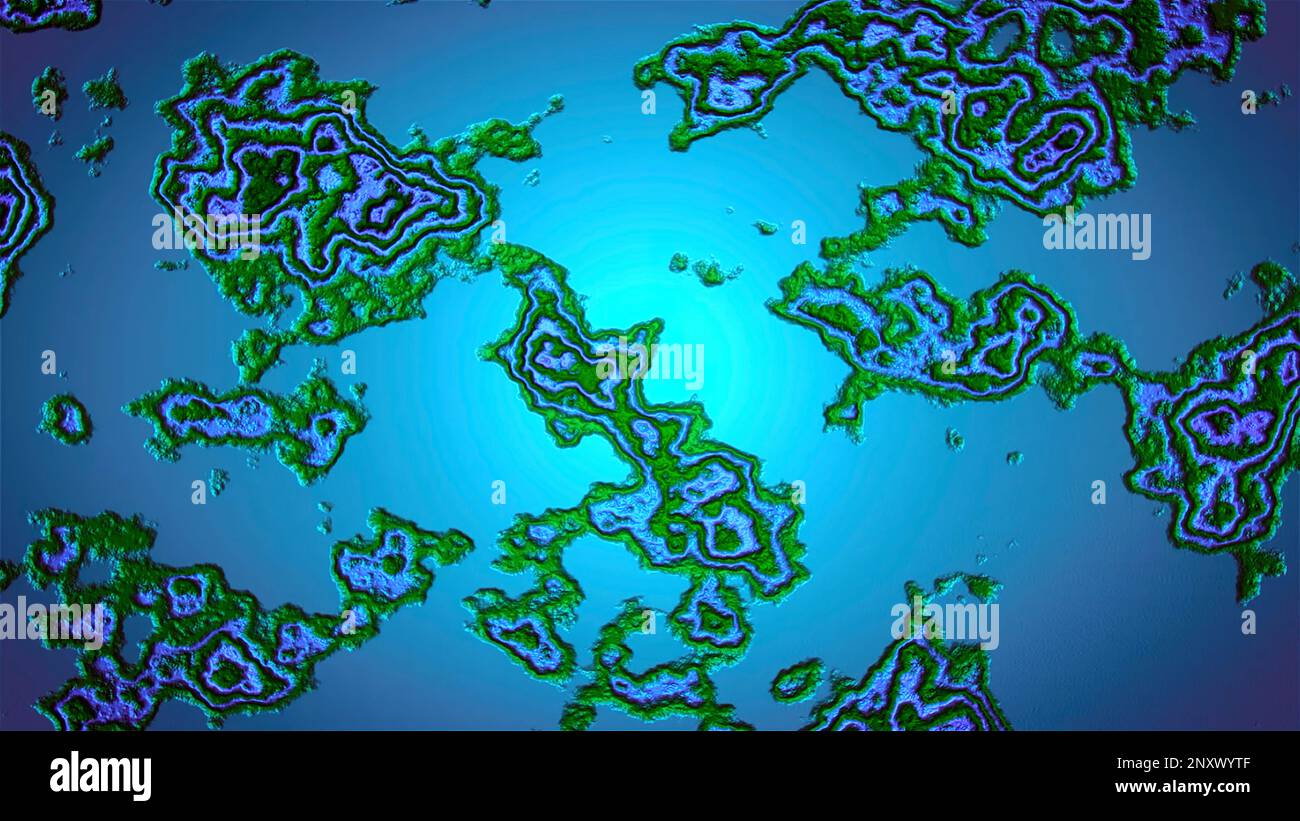 Colorful abstraction with moving shapes in front of draped fabric ...