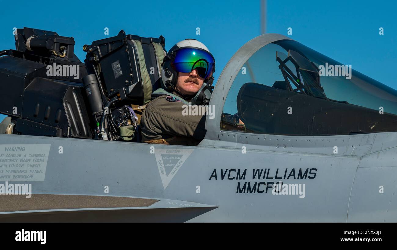 U.S. Navy Lt. Slawomir Glownia, EA-18G Growler VAQ 129 pilot, sits ...