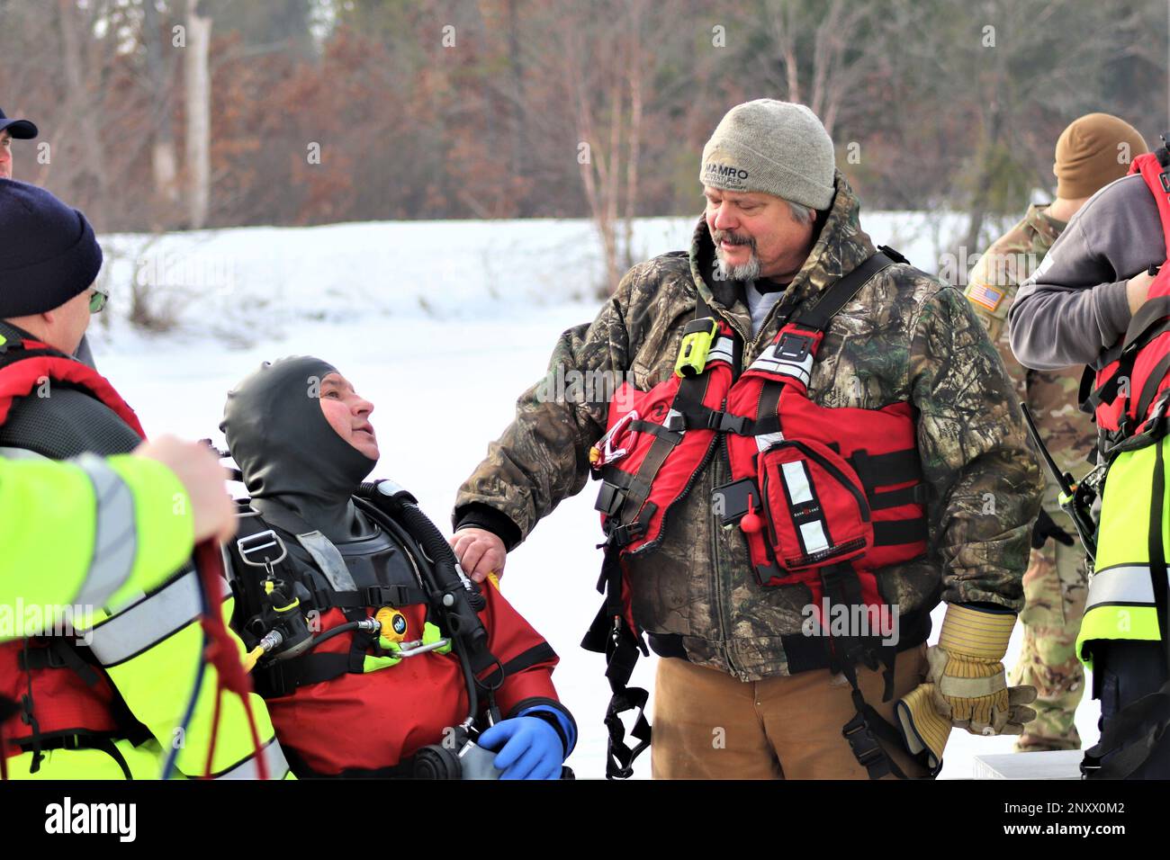 Firefighters with the Directorate of Emergency Services Fire Department ...