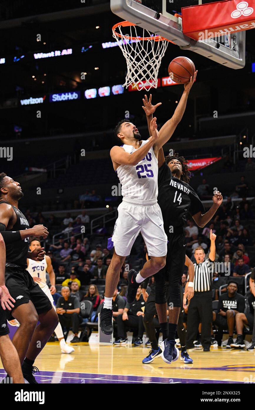 LOS ANGELES, CA - DECEMBER 08: TCU guard Alex Robinson (25) drives to ...