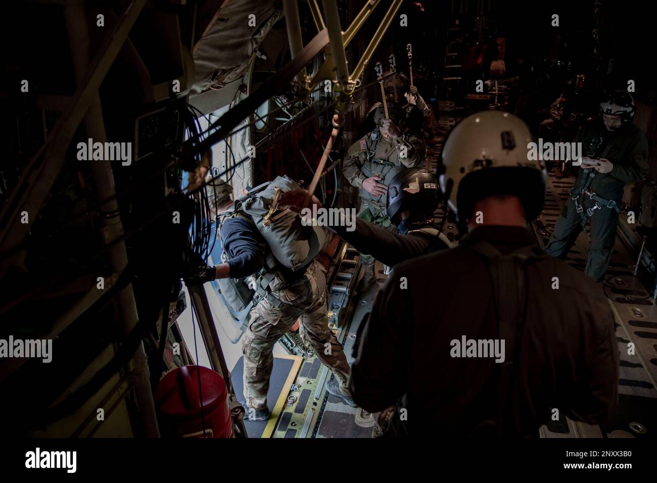 U.S. Army paratroopers with the Airborne Test Force prepare for static ...