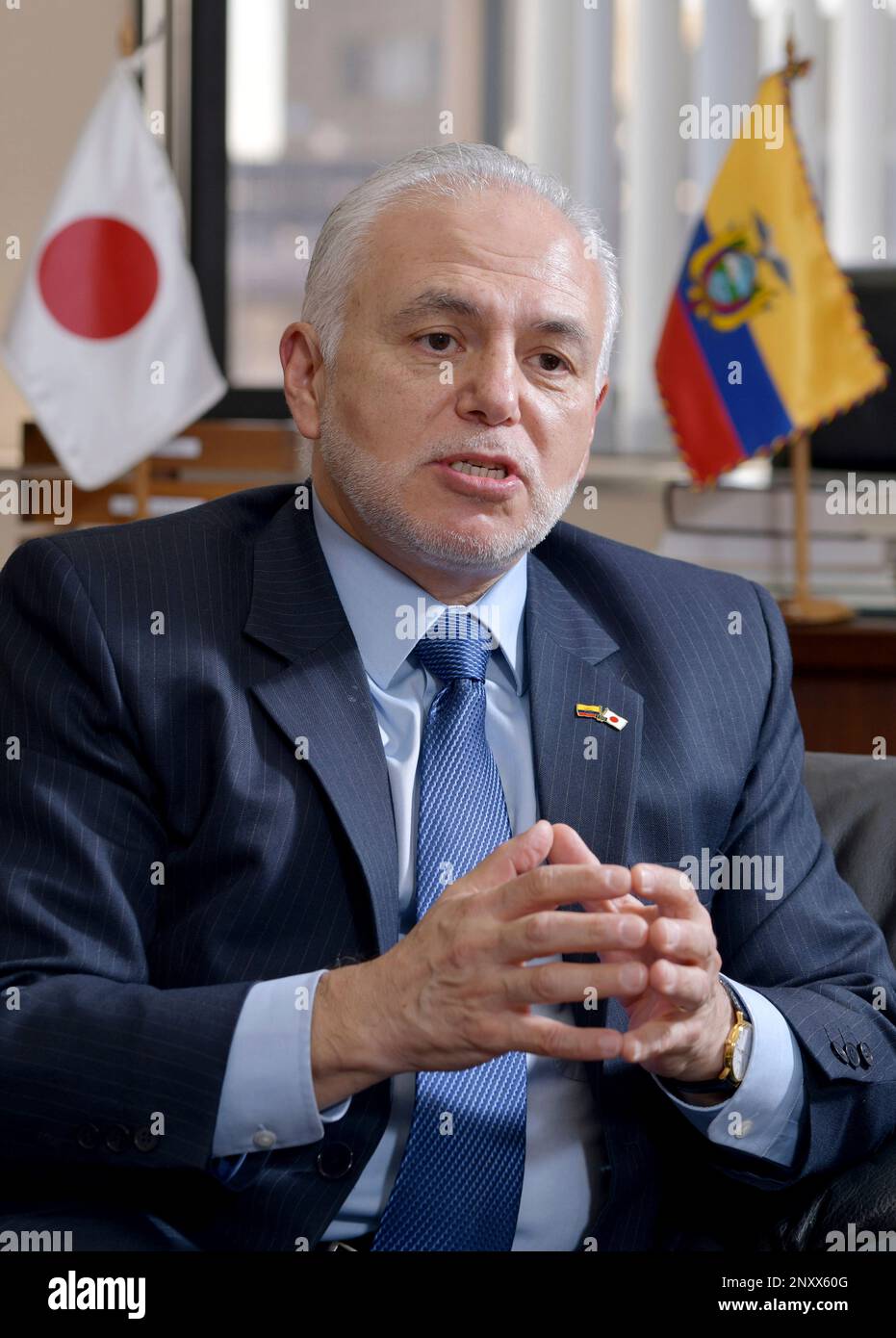 Jaime Barberis, the Ecuador's Ambassador to Japan, speaks during an ...
