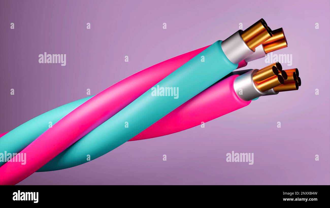 Concept of fiber optic cable on a colored background. Design. Future ...