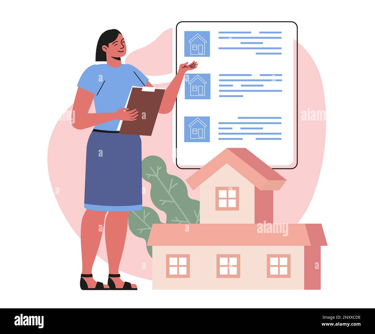 Woman looking at list home Stock Vector Images - Alamy