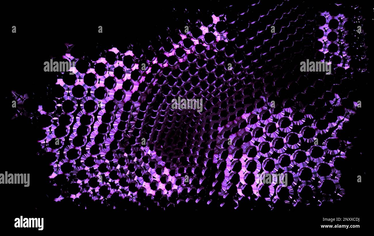 Abstract fabric of particles waving on a black background. Design. Game ...