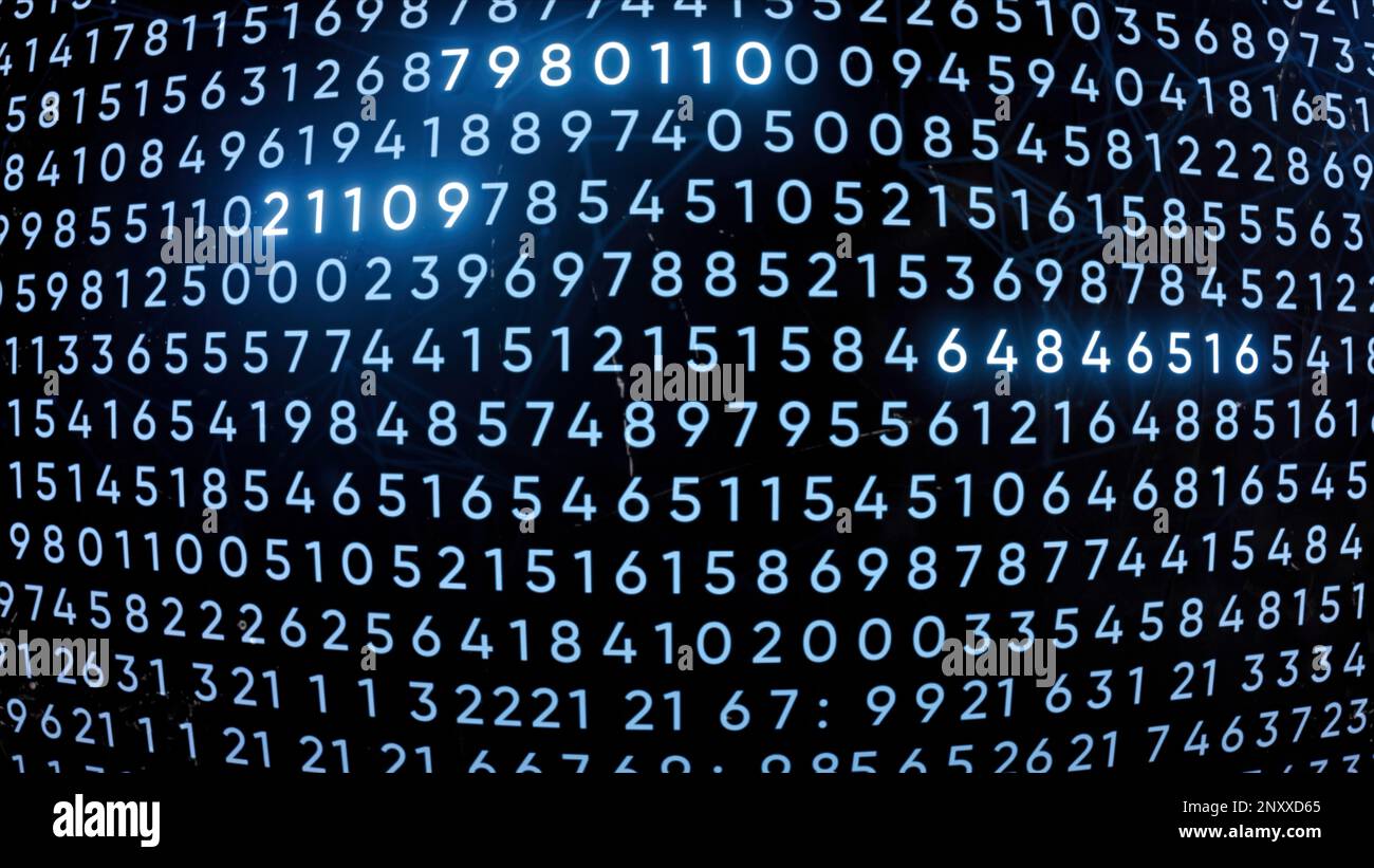 Abstract futuristic technology concept. Motion. Code of numbers on the ...