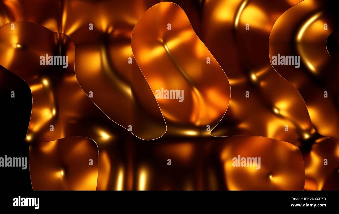 Abstract fluid texture with metallic glow and light flares. Design ...