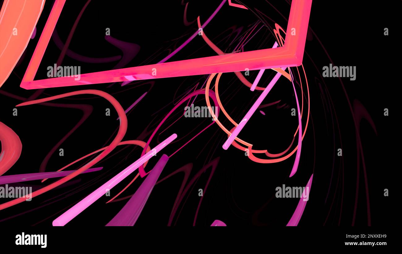 Abstract fractal forms morph and oscillate. Design. Tangled flying 3D ...