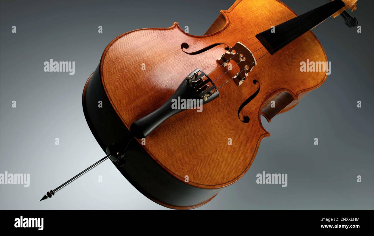 Digital art object, realistic violin rotating while moving isolated on ...