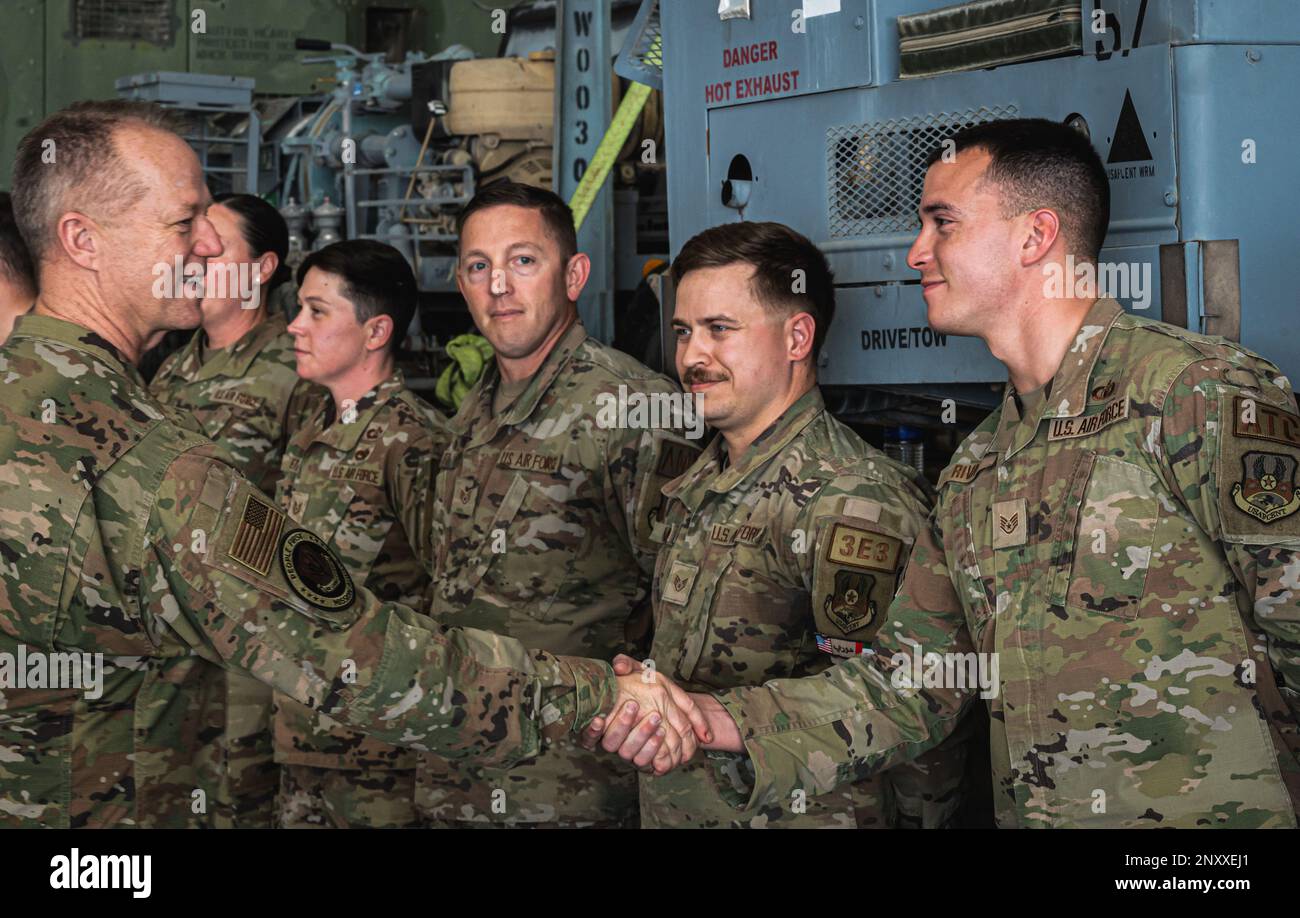 Gen. Mark Kelly, commander of Air Combat Command shakes hands with ...