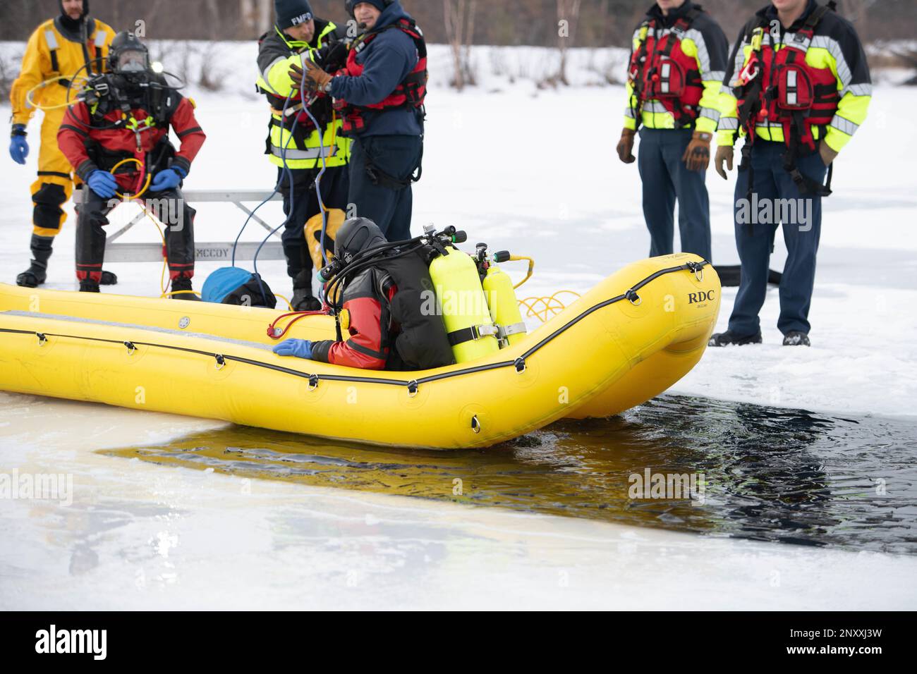 Firefighters with the Directorate of Emergency Services Fire Department ...