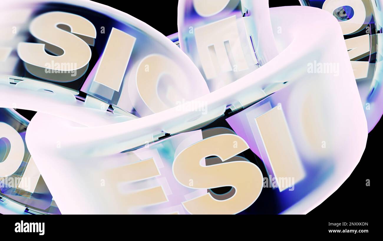 Twisting neon digital tapes with the repeating words motion design ...