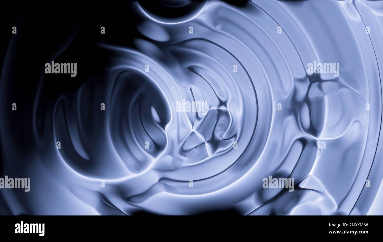 Abstract fluid metal texture with flowing bubbles. Motion. Circular ...