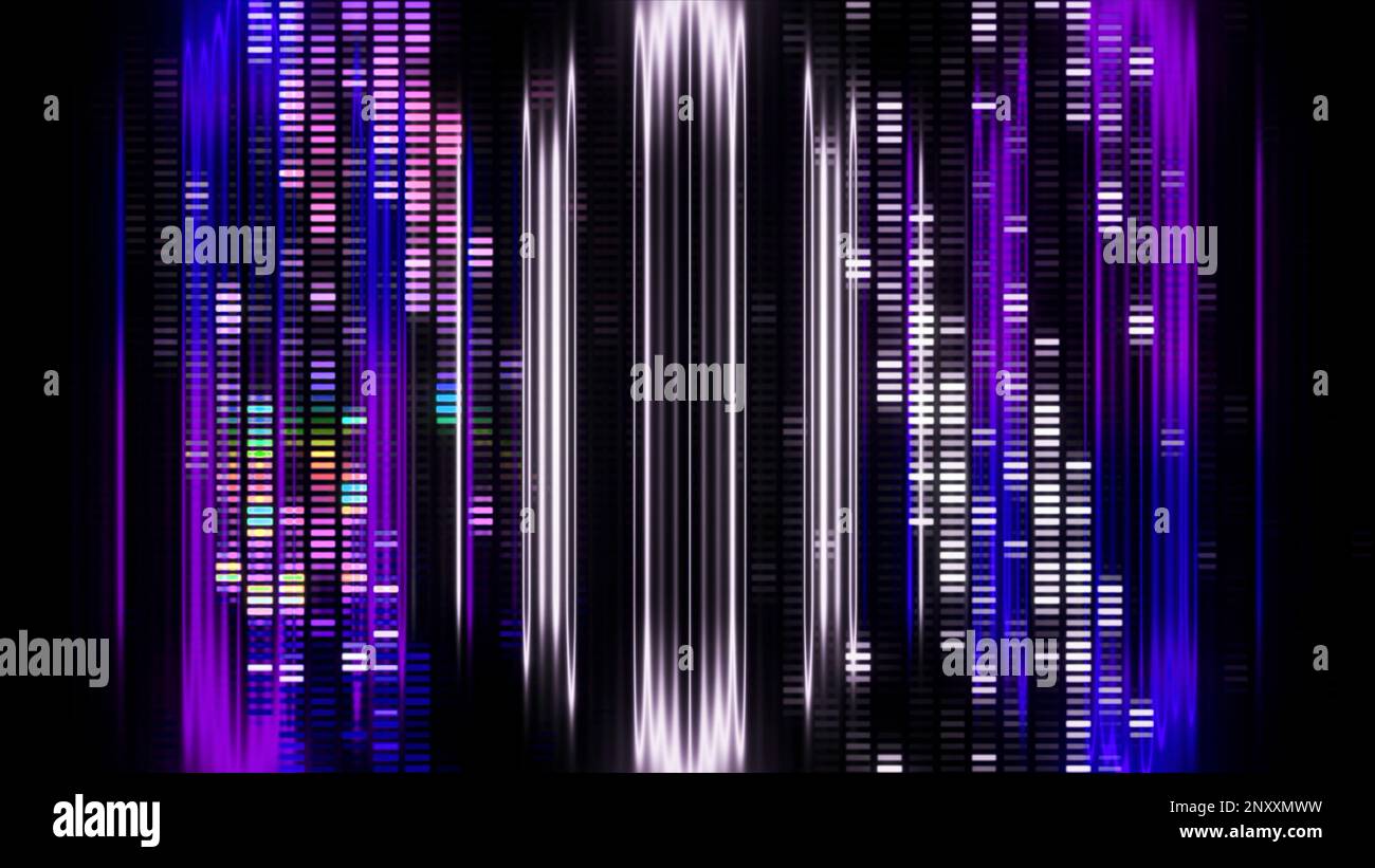 Green and purple lines on a black background. Motion.Bright ...