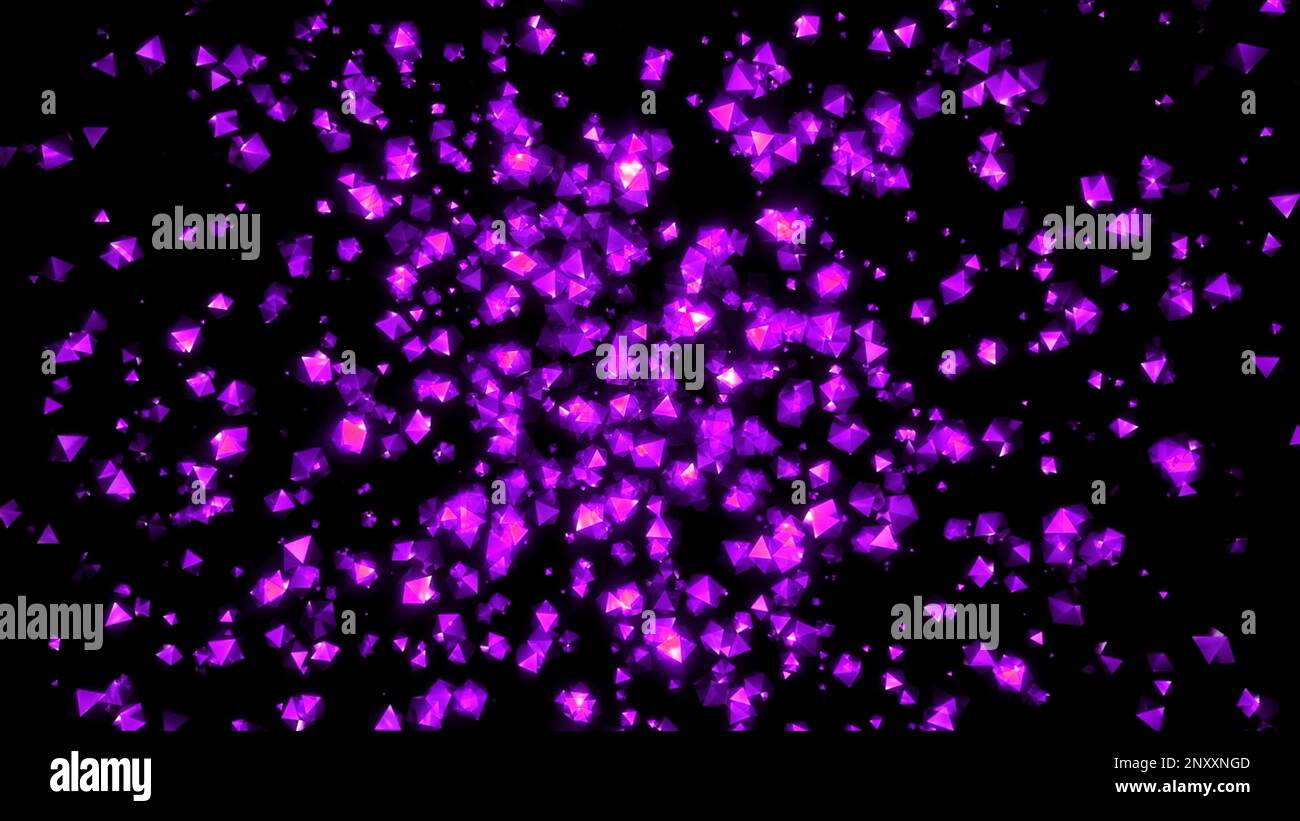 Shiny colorful glass particles flying isolated on a black background ...