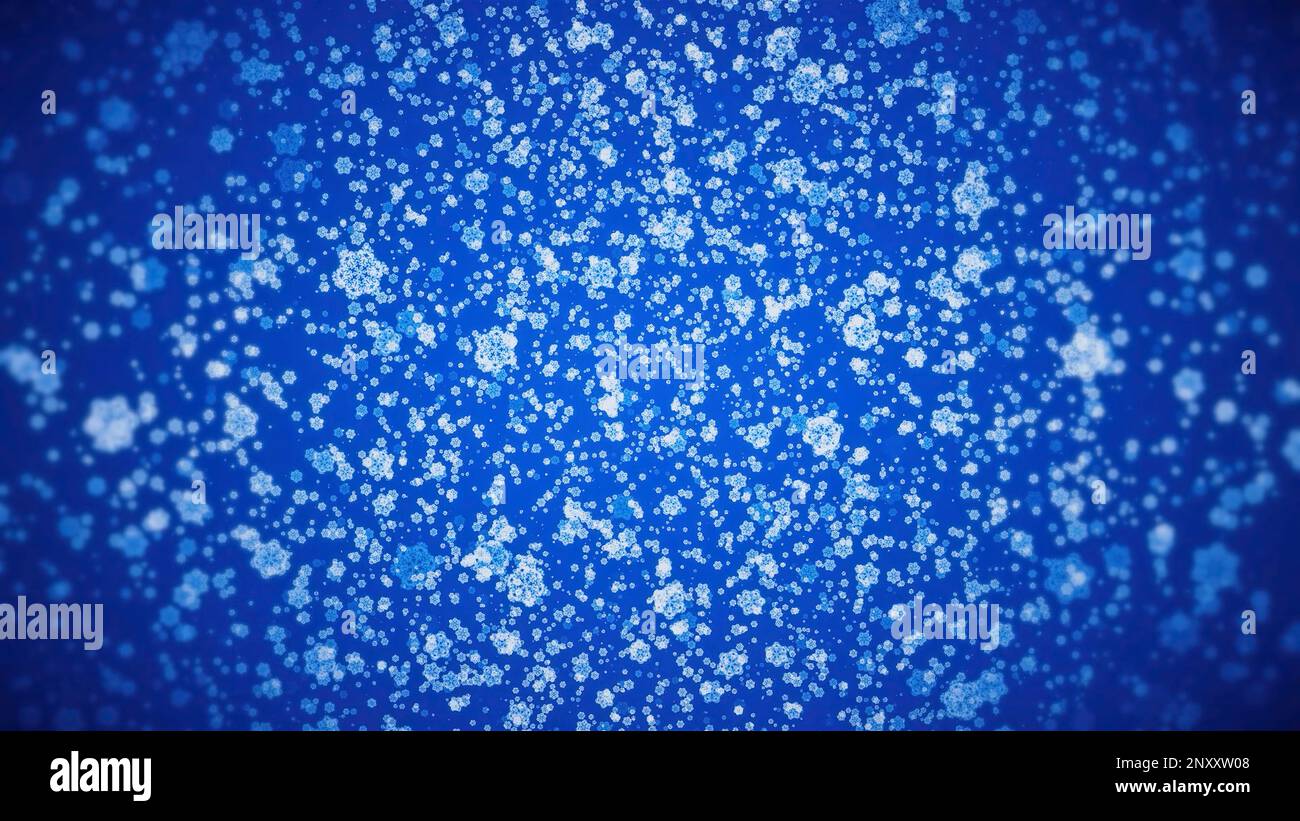 Abstract background with lots of snowflakes. Motion. Snowflakes move in ...