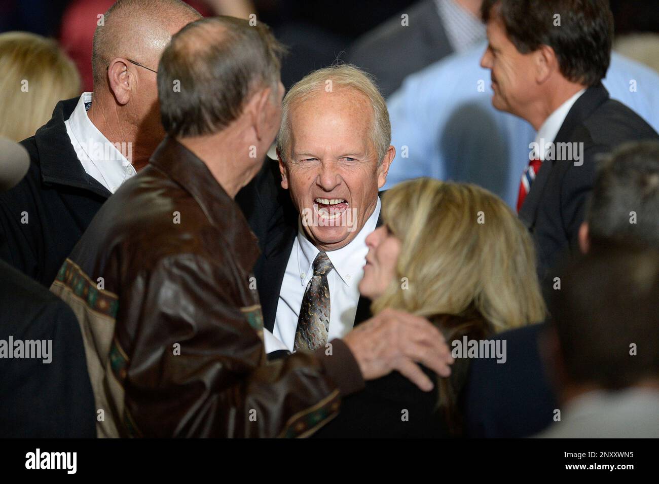 Rep. Mike Noel, R-Kanab, greets guests arriving at the Utah Capitol as ...