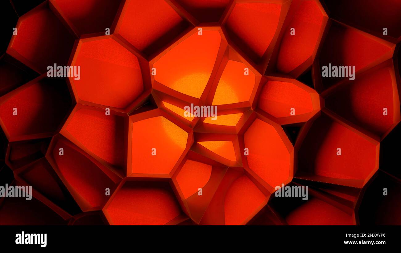 Moving abstract 3d cells. Design. 3D cells move in mirror style in ...