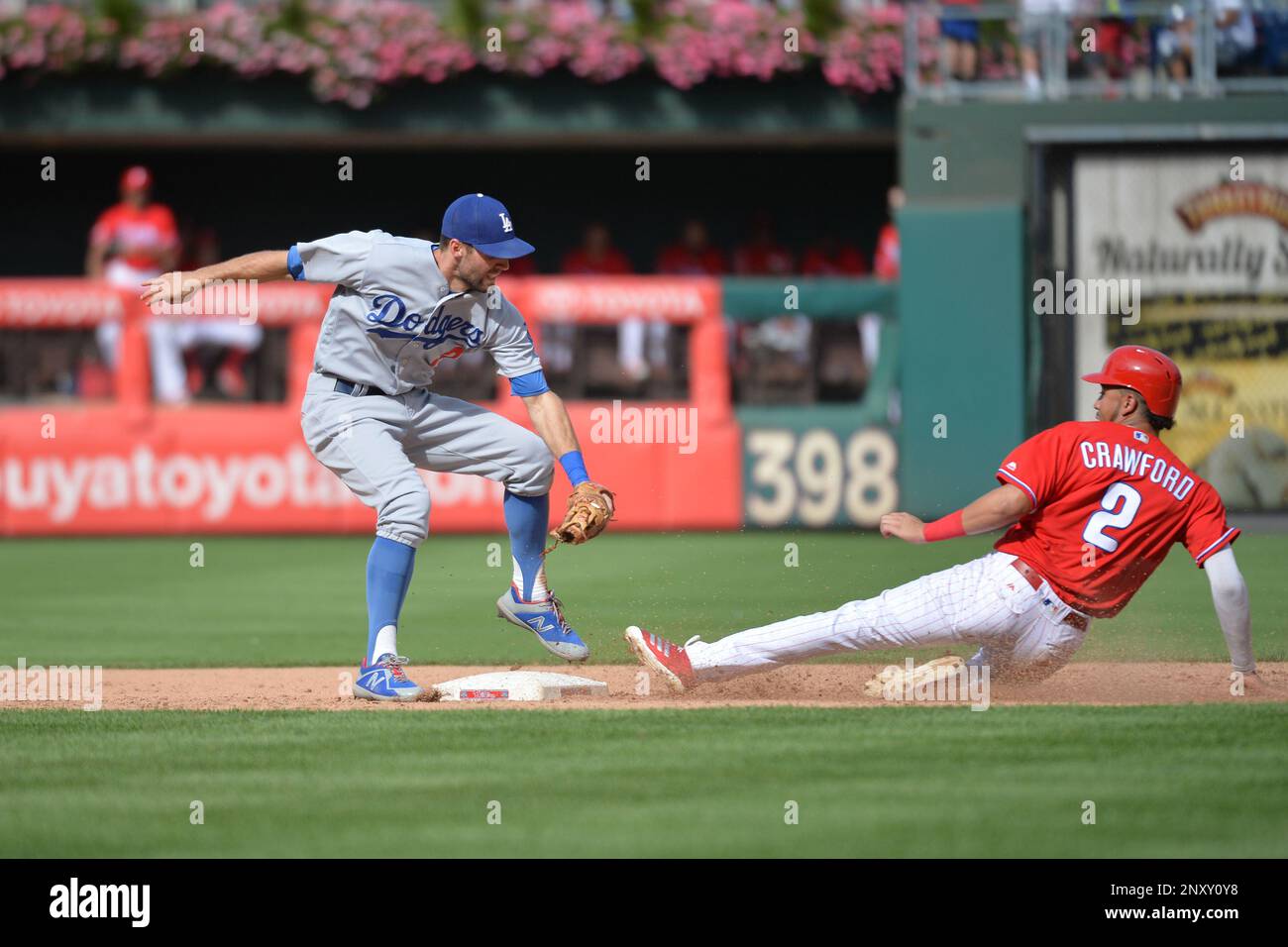 Los Angeles Dodgers infielder Chris Taylor (3) and Philadelphia ...